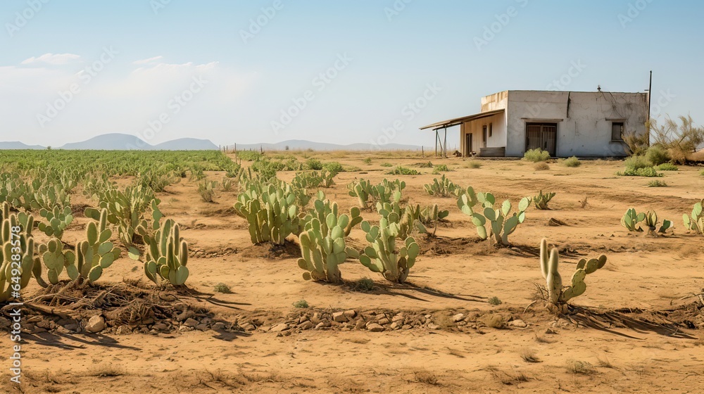 Arid landscape, hardy flora, desert agriculture, rustic beauty ...