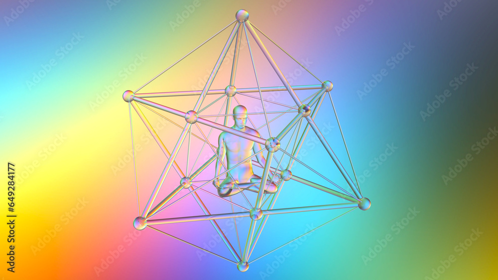 looped 3d animation. a glass merkaba guided by the meditation of an ...