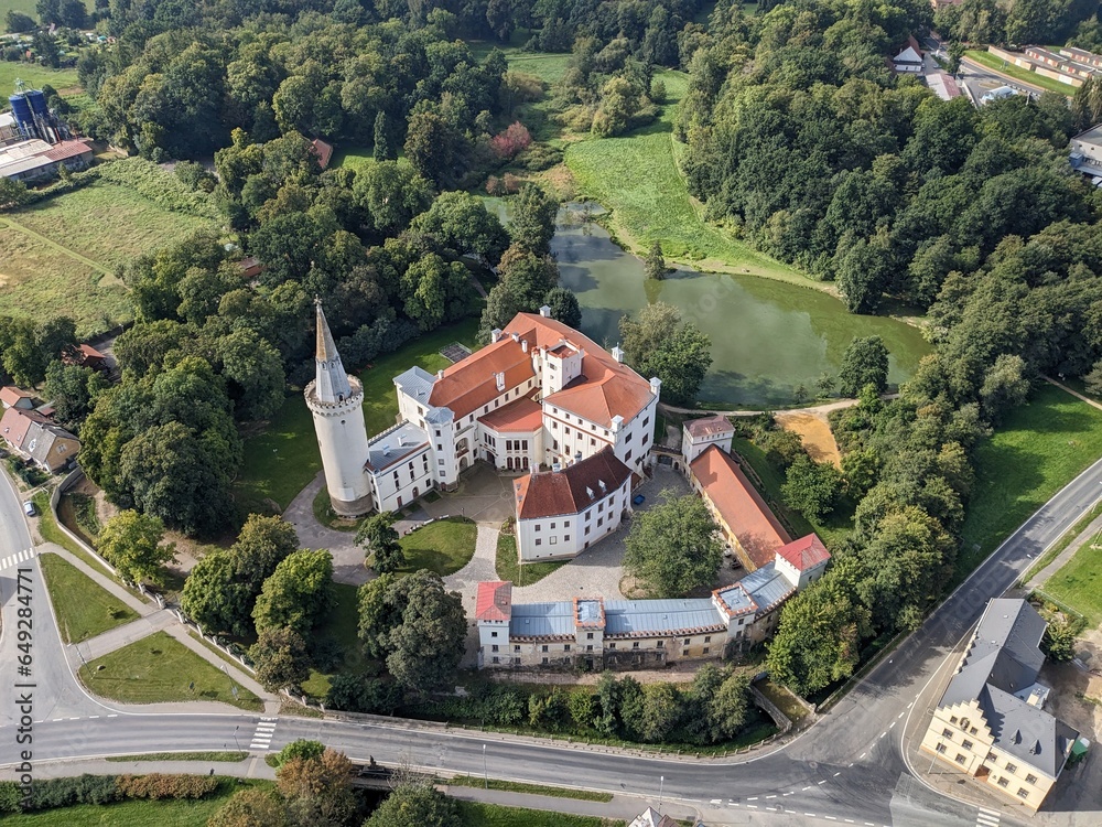 Bor historical old Bohemian town with chateau Zamek Bor u Tachova ...