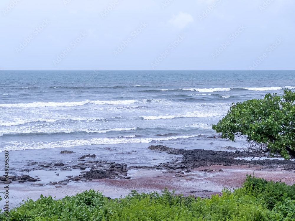 Aerial footage of Ladghar beach at Dapoli, located 200 kms from Pune on ...