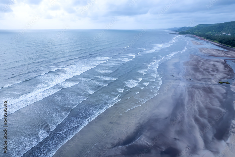 Aerial footage of Ladghar beach at Dapoli, located 200 kms from Pune on ...