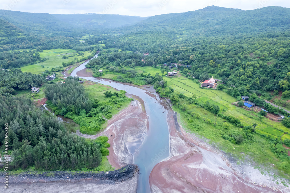Aerial footage of Ladghar beach at Dapoli, located 200 kms from Pune on ...