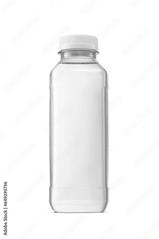 Purified water in a transparent plastic bottle without label isolated ...