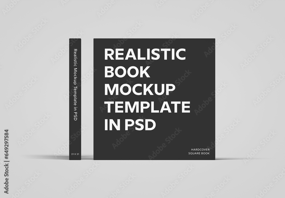 Cover and Spine Square Book Mockup Stock Template | Adobe Stock