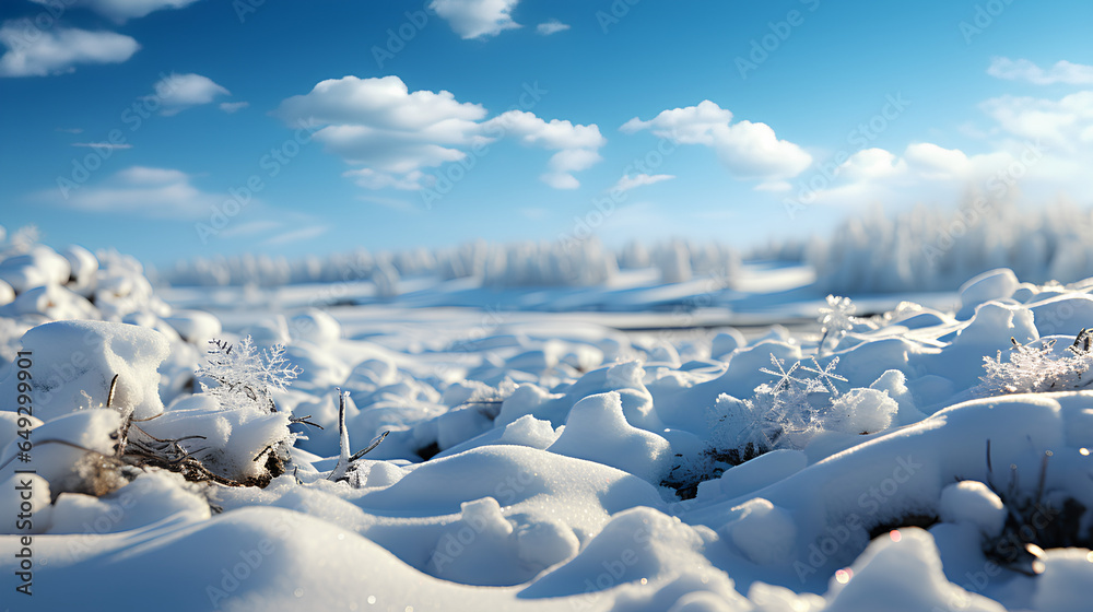 beauty of winter with a snow and snowflakes in nature with sun ...