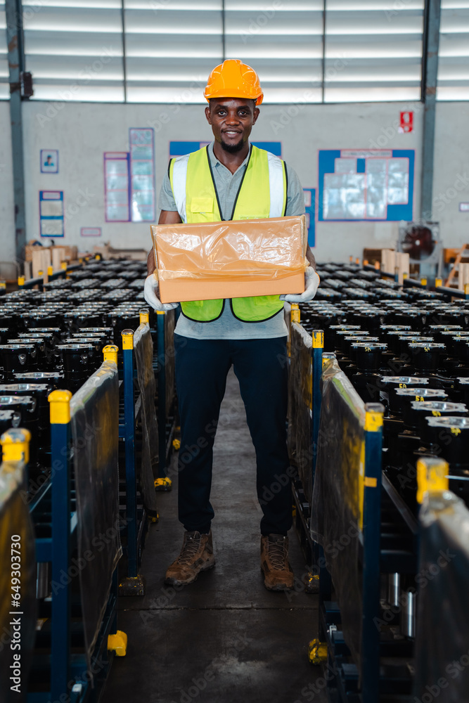 African American black people working with good cargo in logistic ...