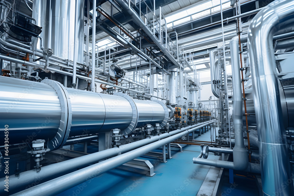 Clean H2 Energy Hydrogen Power Plant with Large Steel Tanks and Pipes ...