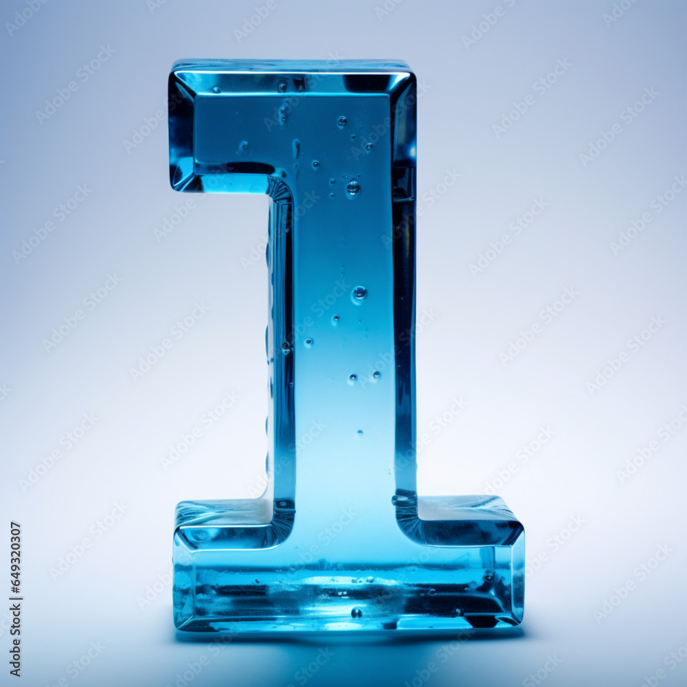 Fondo con detalle y textura de numero 1 de cristal en color azul y ...