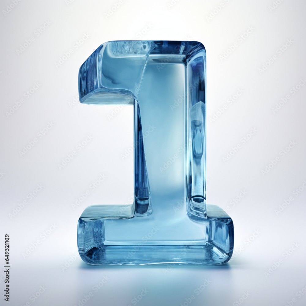 Fondo con detalle y textura de numero 1 de cristal con color azul y ...