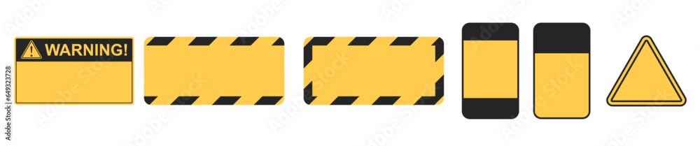 blank warning sign frame template yellow caution symbol Stock Vector ...