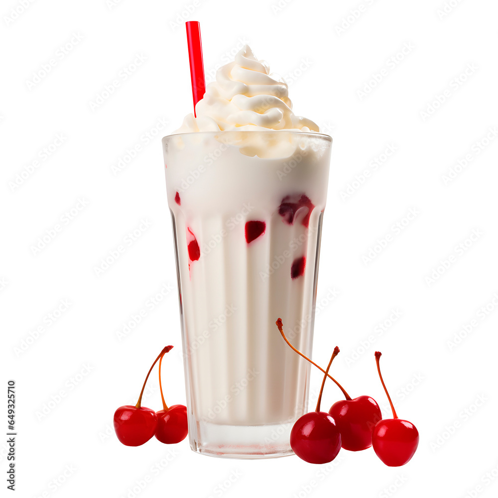 Cherry milkshake on transparent background, generative AI Stock ...