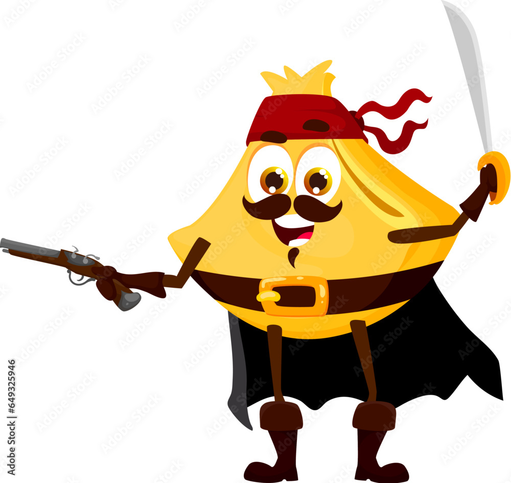 Cartoon italian pasta pirate sailor character with gun and sabre ...