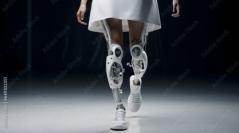 Models with prosthetic legs walking the runway during the Fashion Week ...