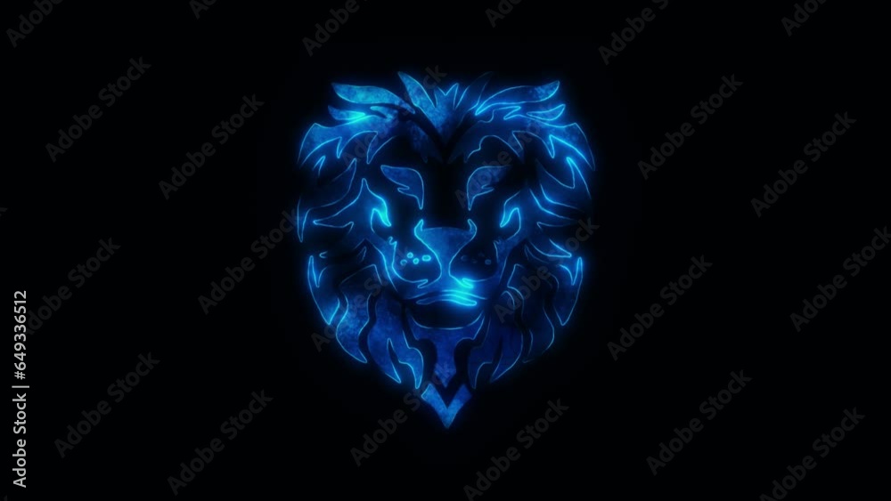 Blue Lion Head Animated Logo - Loop Graphic Element Overlay Stock Video ...