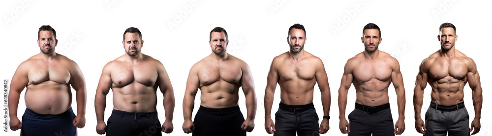 Man body shapes from obese fat to overweight to regular to fit and ...
