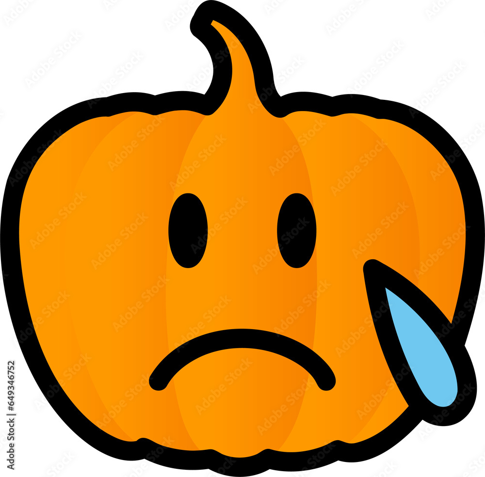 pumpkin crying face emoji sticker, sad pumpkin character in love Stock Illustration | Adobe Stock