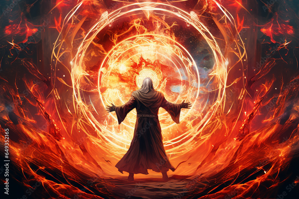 Generative ai collage photo of dark powerful wizard open door for evil ...