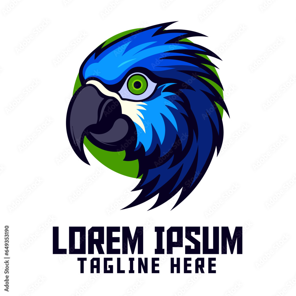 Parrot Mascot Logo and Blue Bird Icon: An Emblematic Badge for Sport ...