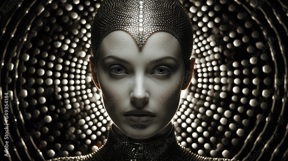 1950's Atomic age portrait of model as astronaut wearing sci-fi style ...