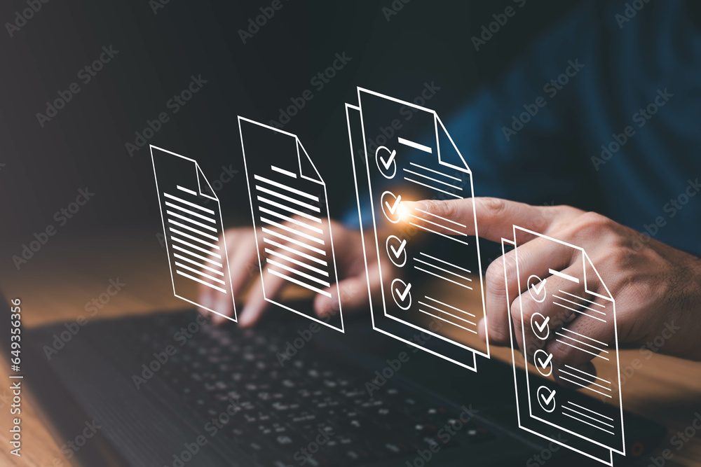Document management and smart checklist concept,. Smart electronic ...