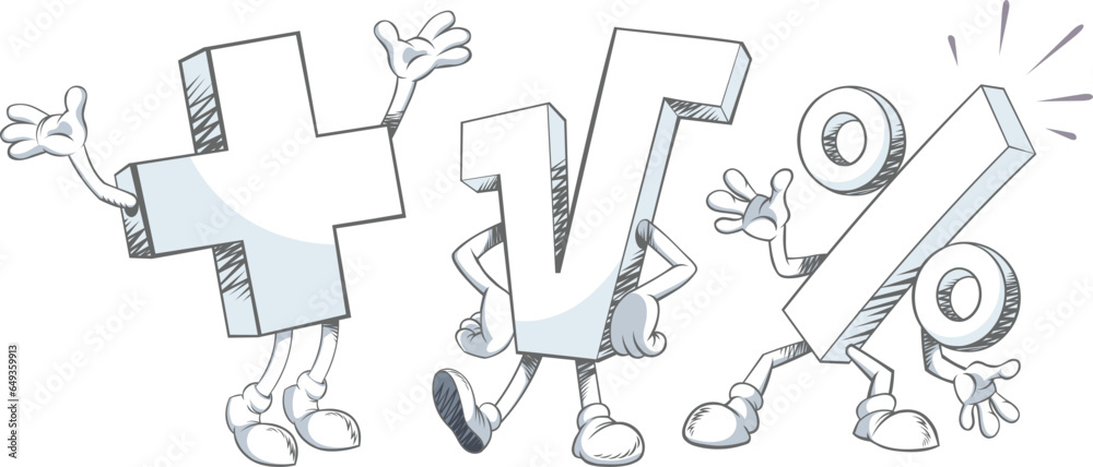 Three punctuation symbols cartoon characters. Color illustration of a ...