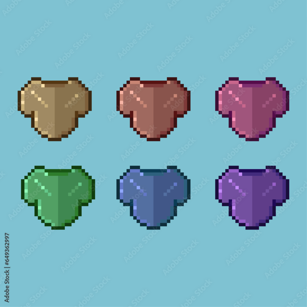 Pixel art sets of armor with variation color item asset. simple bits of ...