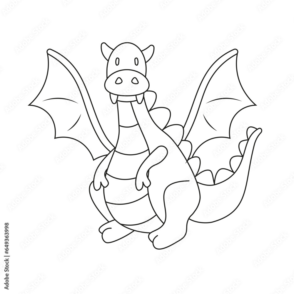 Cartoon dragon outlines for coloring. Stock Vector | Adobe Stock