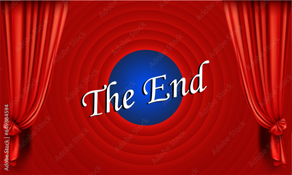 The title "The End" is handwritten on a blue round background with red ...