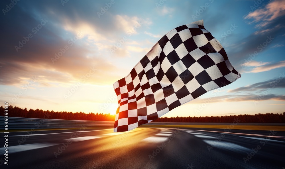 Race track background, finish line with checkered flag. Generative AI ...