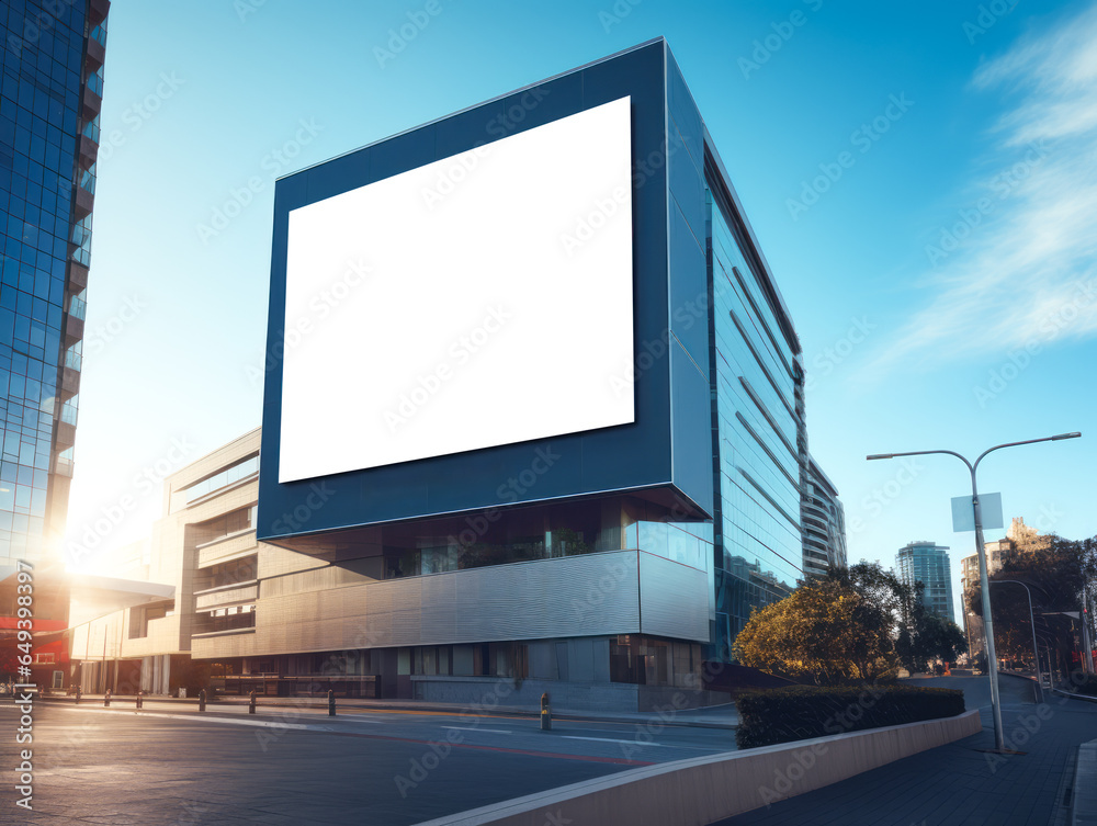 Mockup blank placard. Modern design outdoor constraction. Empty ...
