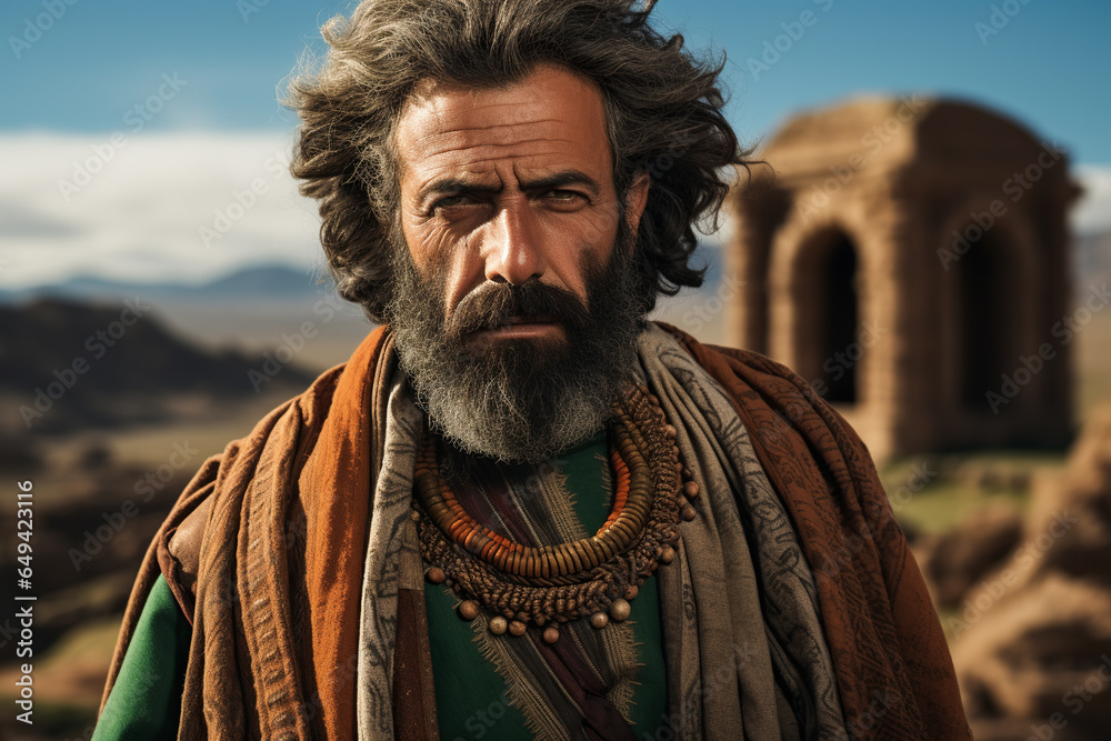 Middle eastern men with headscarf in traditional clothing. In a ...