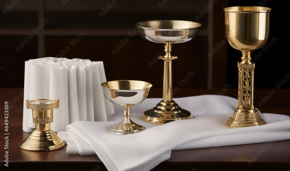 Eucharist, first holy communion. Christian background, generative ai ...