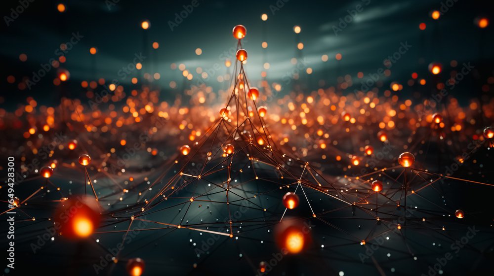 Network connection technology. Abstract style background with points and lines. Digital ...