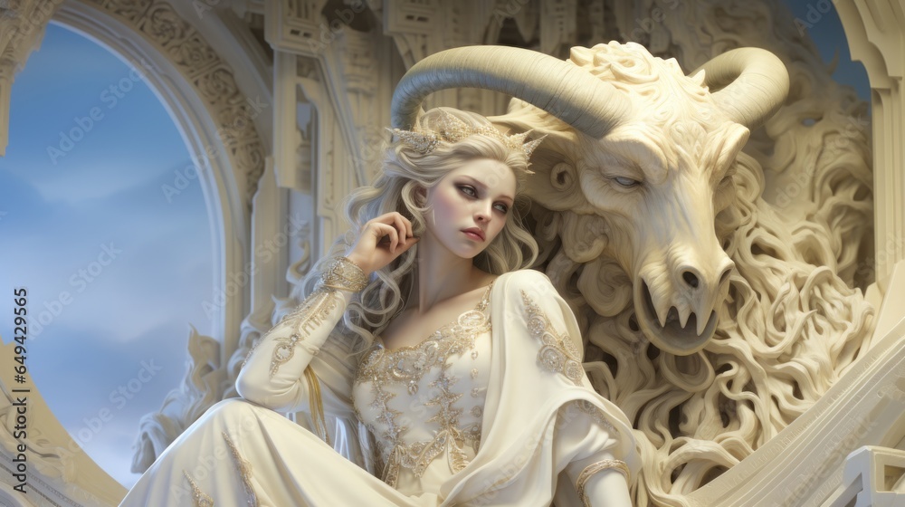 Beautiful fairy blonde goddess with long wavy hair. Portrait of the ...