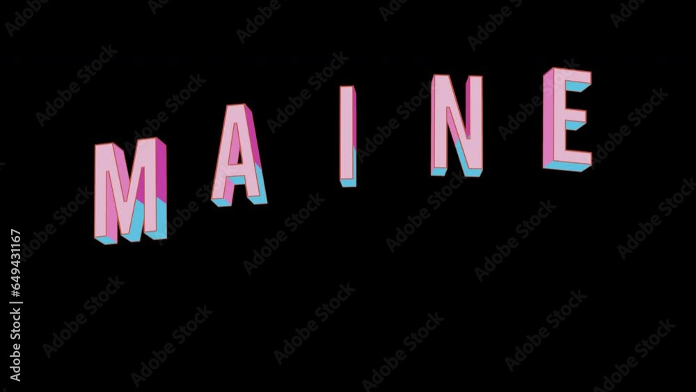 Bright letters jump merrily in the inscription MAINE State Name. Retro ...
