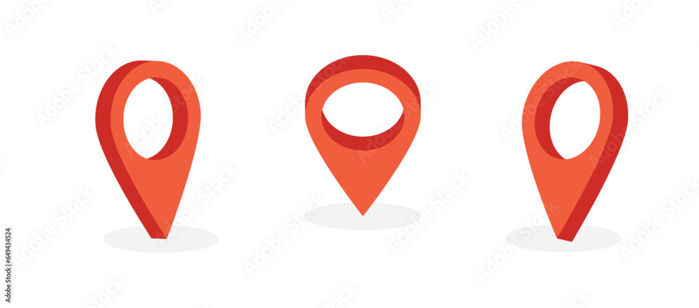 3d map pin set. Isometric location marker or pointer in different ...