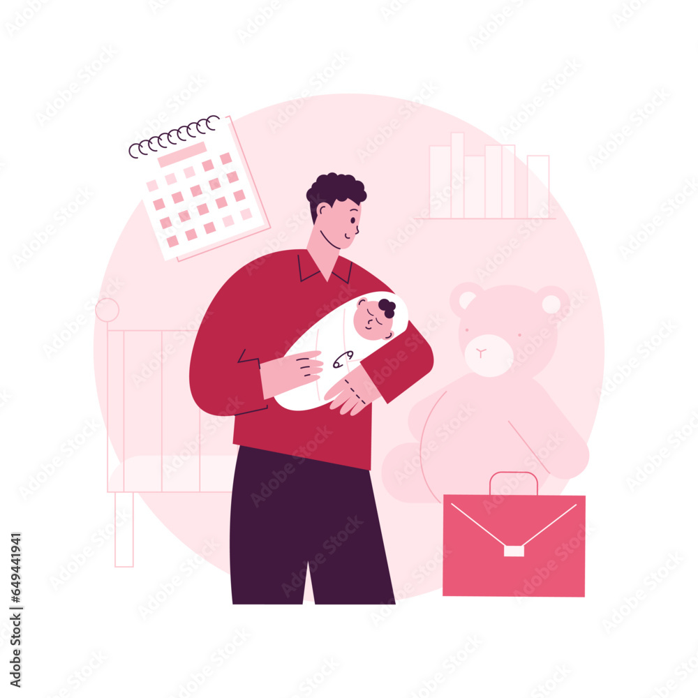 Paternity leave abstract concept vector illustration. Happy father ...