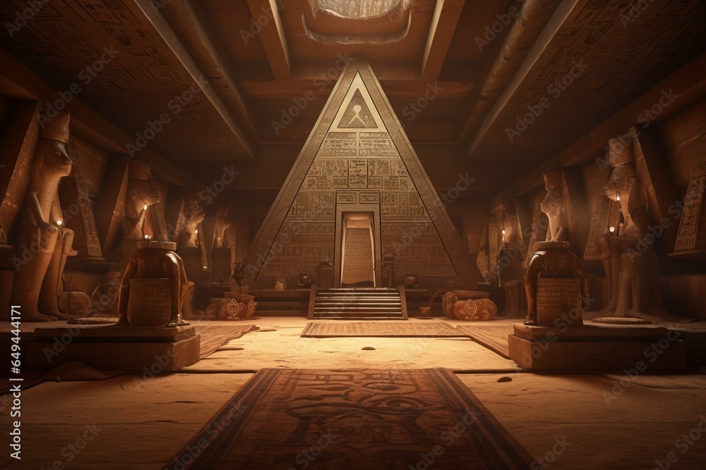Interior of Giza pyramid, Egyptian hall concept art. Wallpaper with grave interiors inside ...