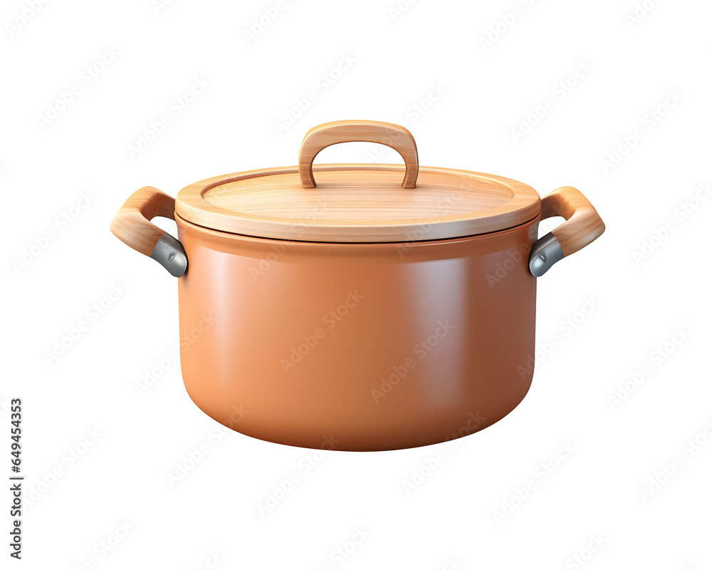 Cooking Pot with wooden lid isolated on transparent background, AI ...