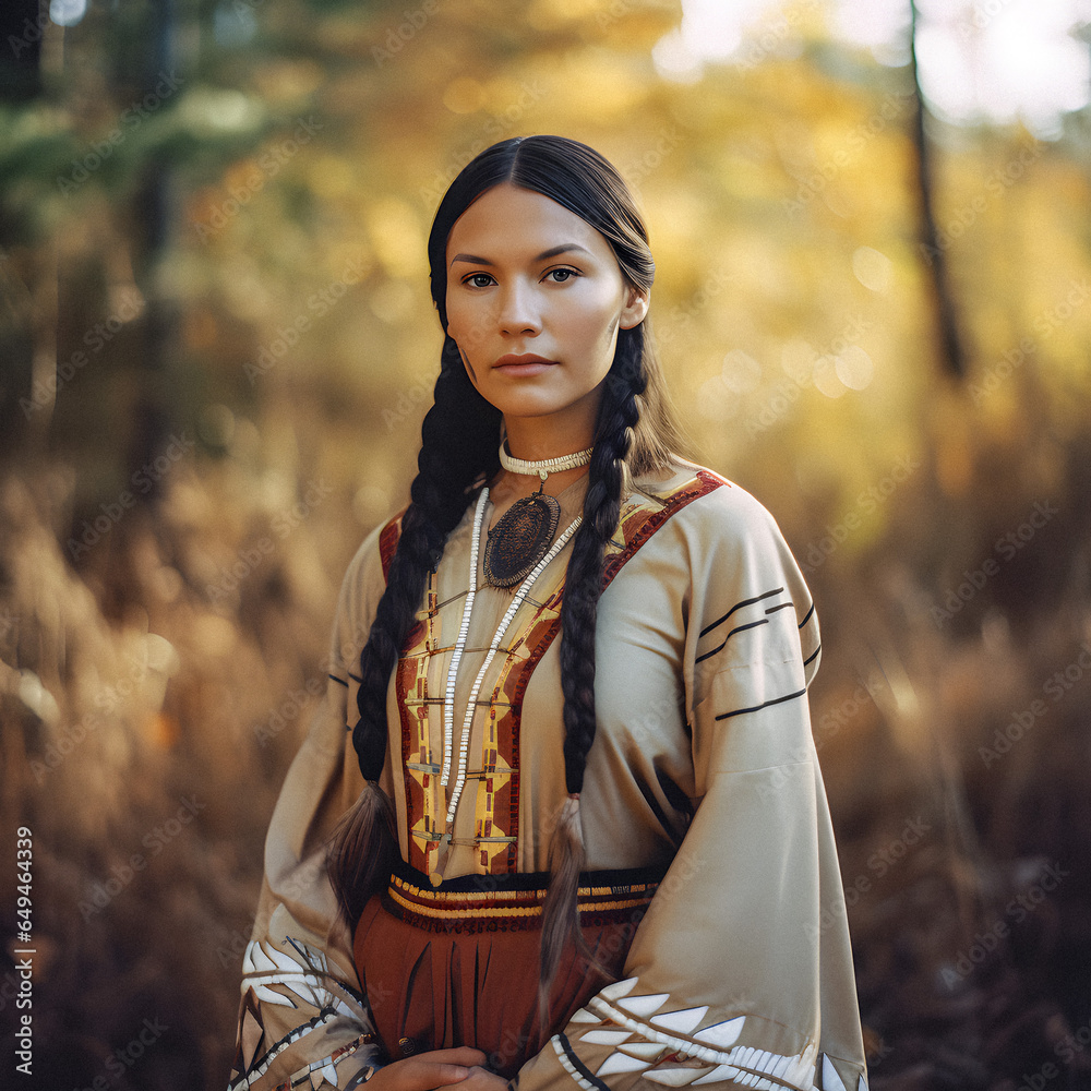 AI-Generated Portrait of North American Native Woman in Traditional ...