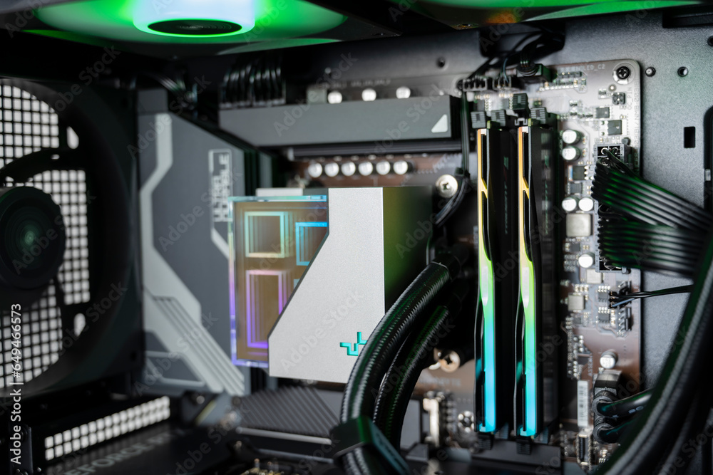 Motherboard. cooling the computer. System unit of a personal computer ...