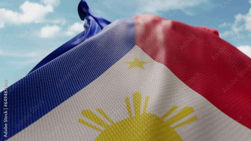 Wavy flag of Philippines blowing in the wind in slow motion. Waving ...