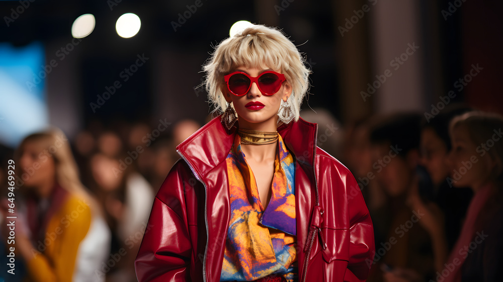 Fashion mogul at a runway show showcasing the quintessential 90s trends ...