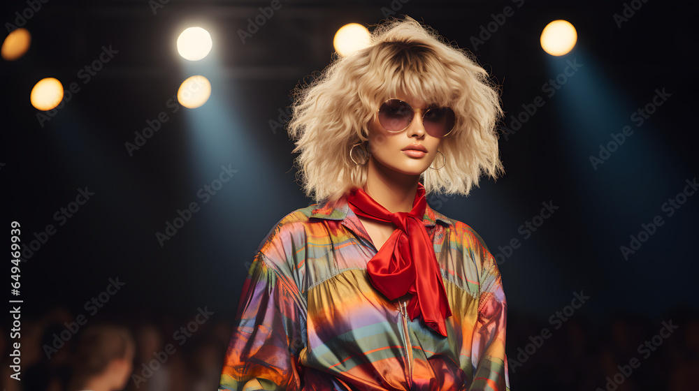 Fashion mogul at a runway show showcasing the quintessential 90s trends ...