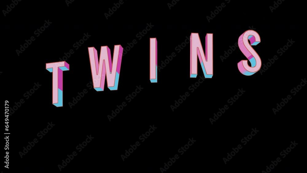 Bright letters jump merrily in the inscription TWINS constellation of a ...