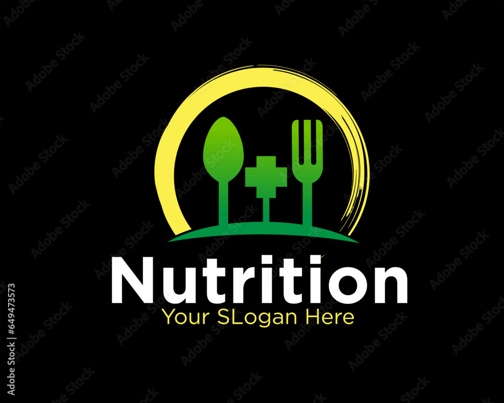 health food logo designs for nutrition and medical service Stock Vector ...
