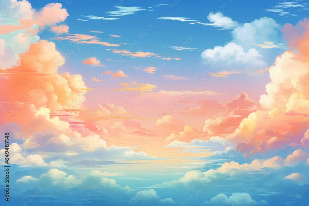 Lively sky with slanted bright clouds in an animated manner. Generative ...