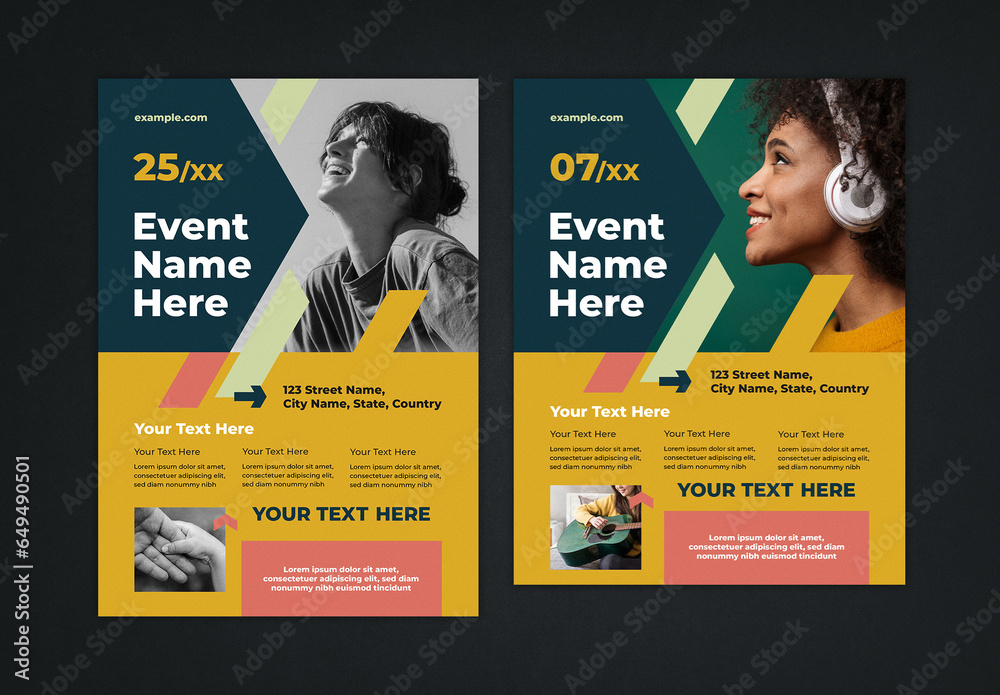 Modern Minimal Event Colorblock Flyer Stock Template | Adobe Stock