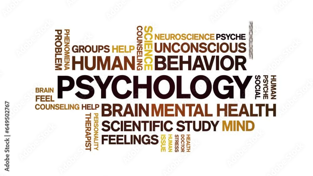 Psychology animated tag word cloud;text design animation kinetic ...