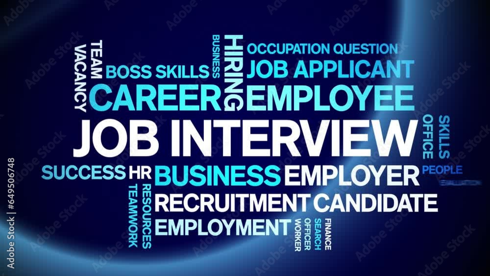 Job interview animated tag word cloud;text design animation kinetic ...